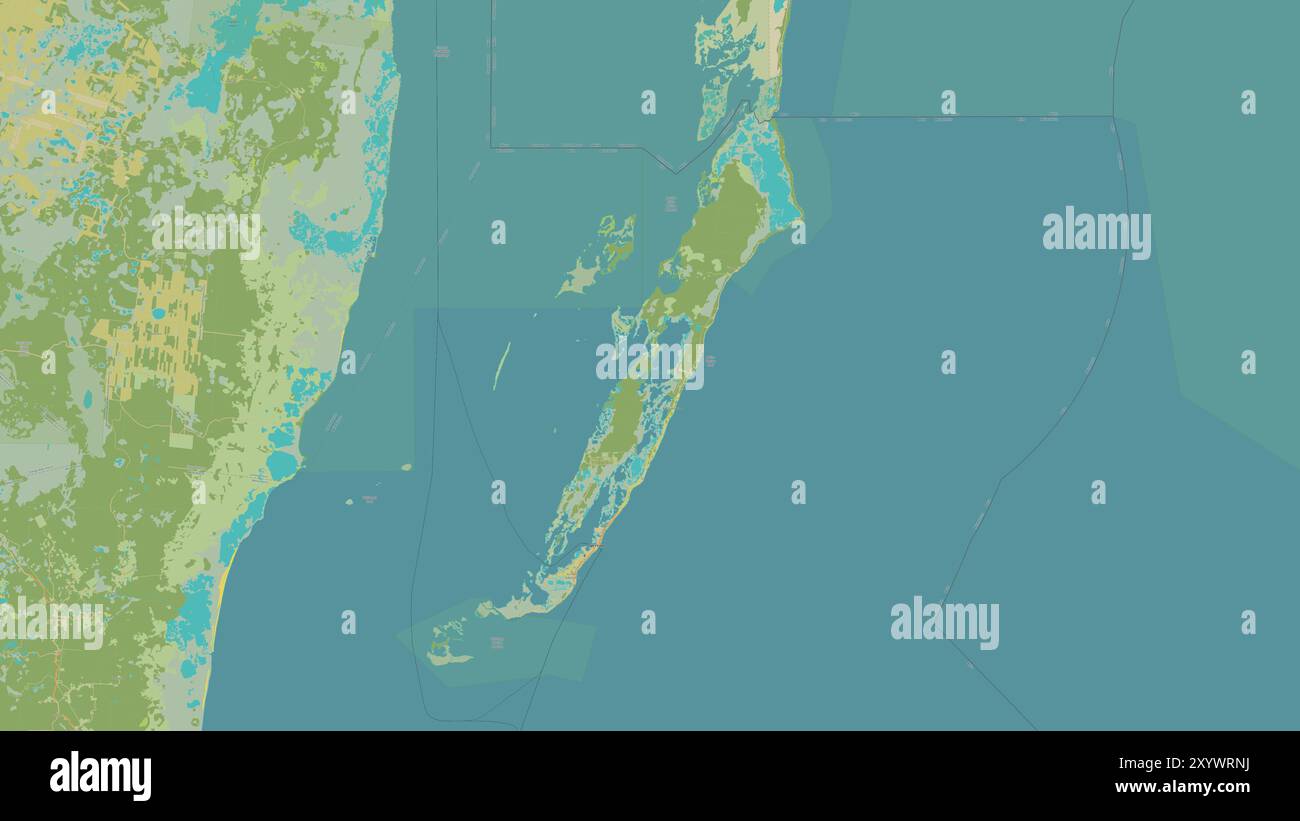 Ambergris Caye Island in the Caribbean Sea on a topographic, OSM ...