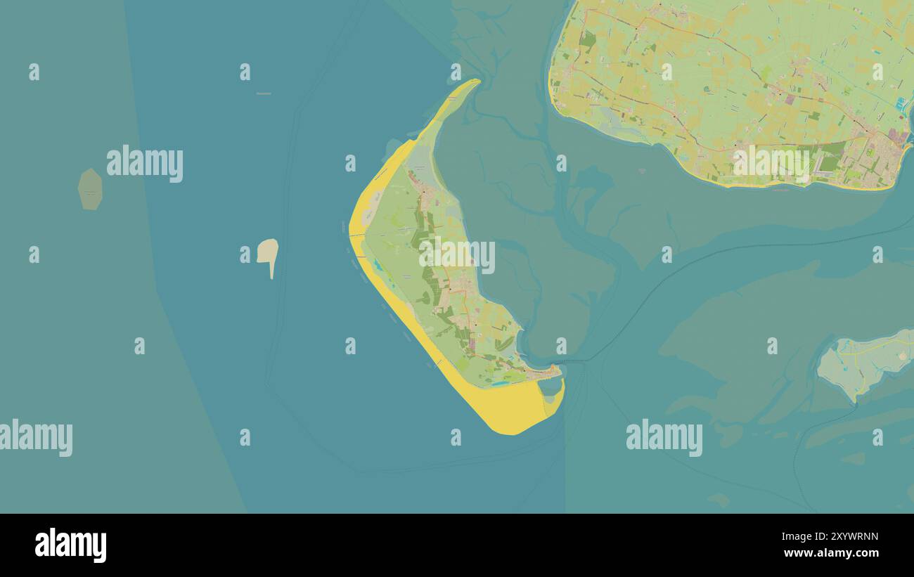 Amrum Island in the North Sea on a topographic, OSM Humanitarian style ...