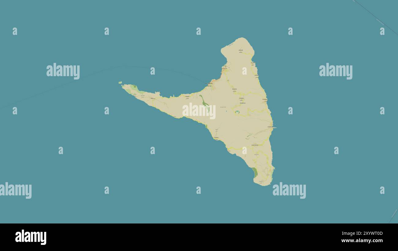 Anjouan Island in the Mozambique Channel on a topographic, OSM ...