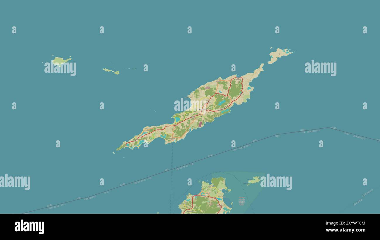 Anguilla Island in the Caribbean Sea on a topographic, OSM Humanitarian ...