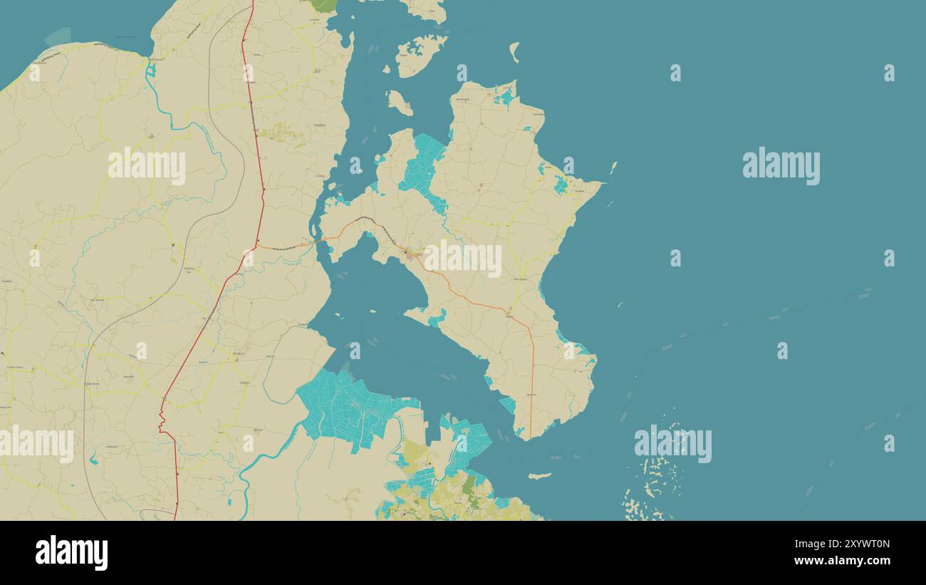 Anda Island in the South China Sea on a topographic, OSM Humanitarian ...