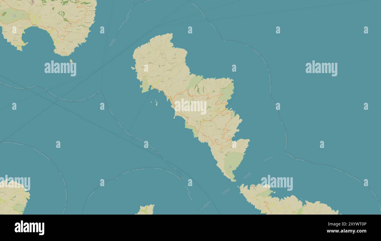 Andros Island in the Aegean Sea on a topographic, OSM Humanitarian ...