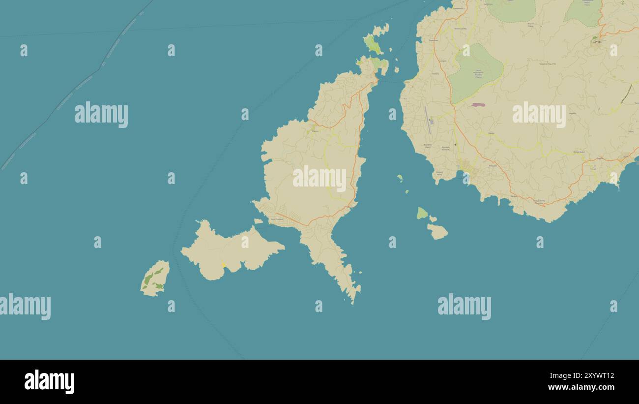 Antiparos Island in the Aegean Sea on a topographic, OSM Humanitarian ...
