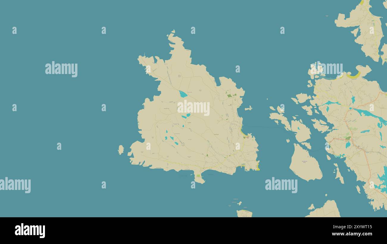 Arranmore Island in the North Atlantic Ocean on a topographic, OSM ...