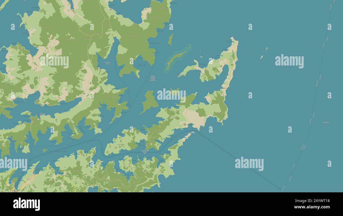Arapawa Island in the Tasman Sea on a topographic, OSM Humanitarian style map Stock Photo - Alamy