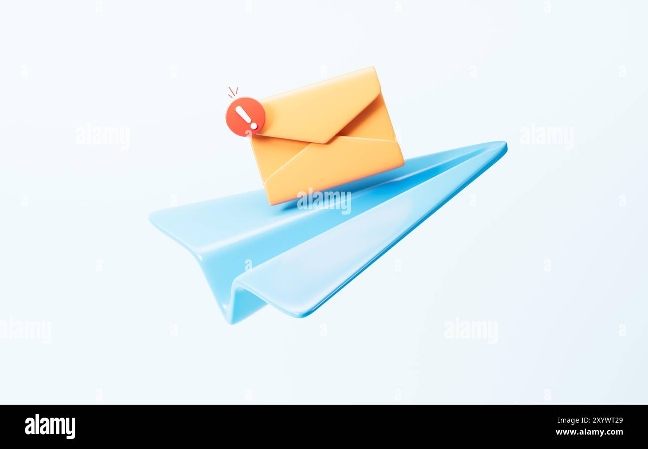 Cartoon an unread mail on the blue paper plane, 3d rendering. 3d ...