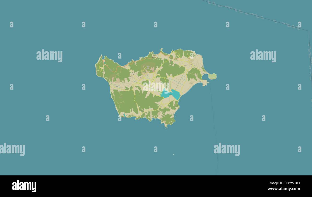 Baengnyeongdo Island in the Yellow Sea on a topographic, OSM ...