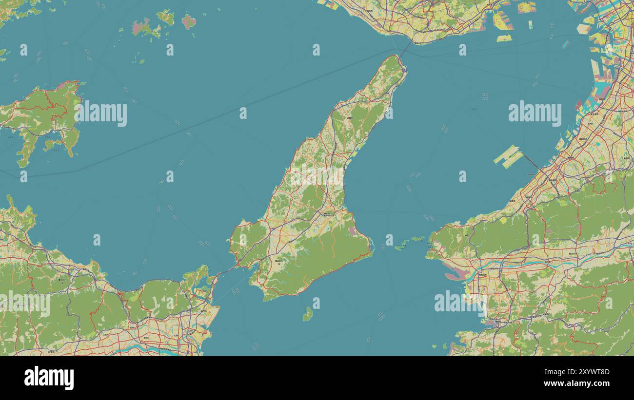Awajishima Island in the Philippine Sea on a topographic, OSM Humanitarian style map Stock Photo ...
