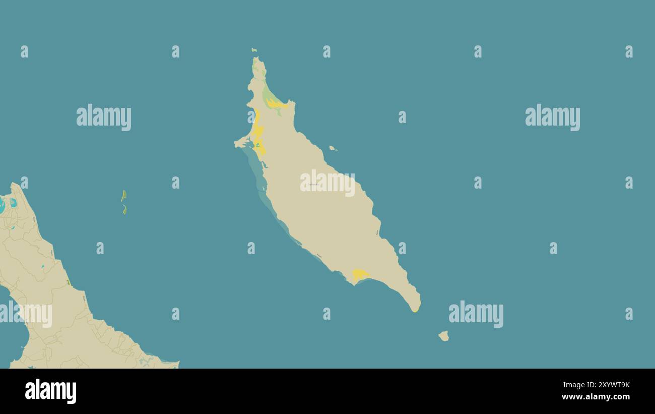 Ile Balabio in the Coral Sea on a topographic, OSM Humanitarian style ...