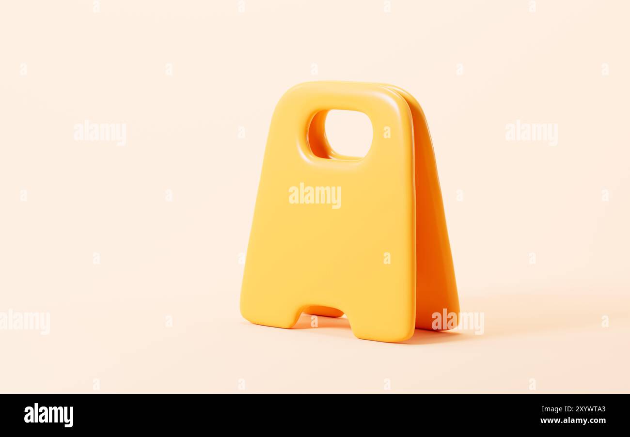 Cartoon yellow warning sign board, 3d rendering. 3d illustration Stock ...