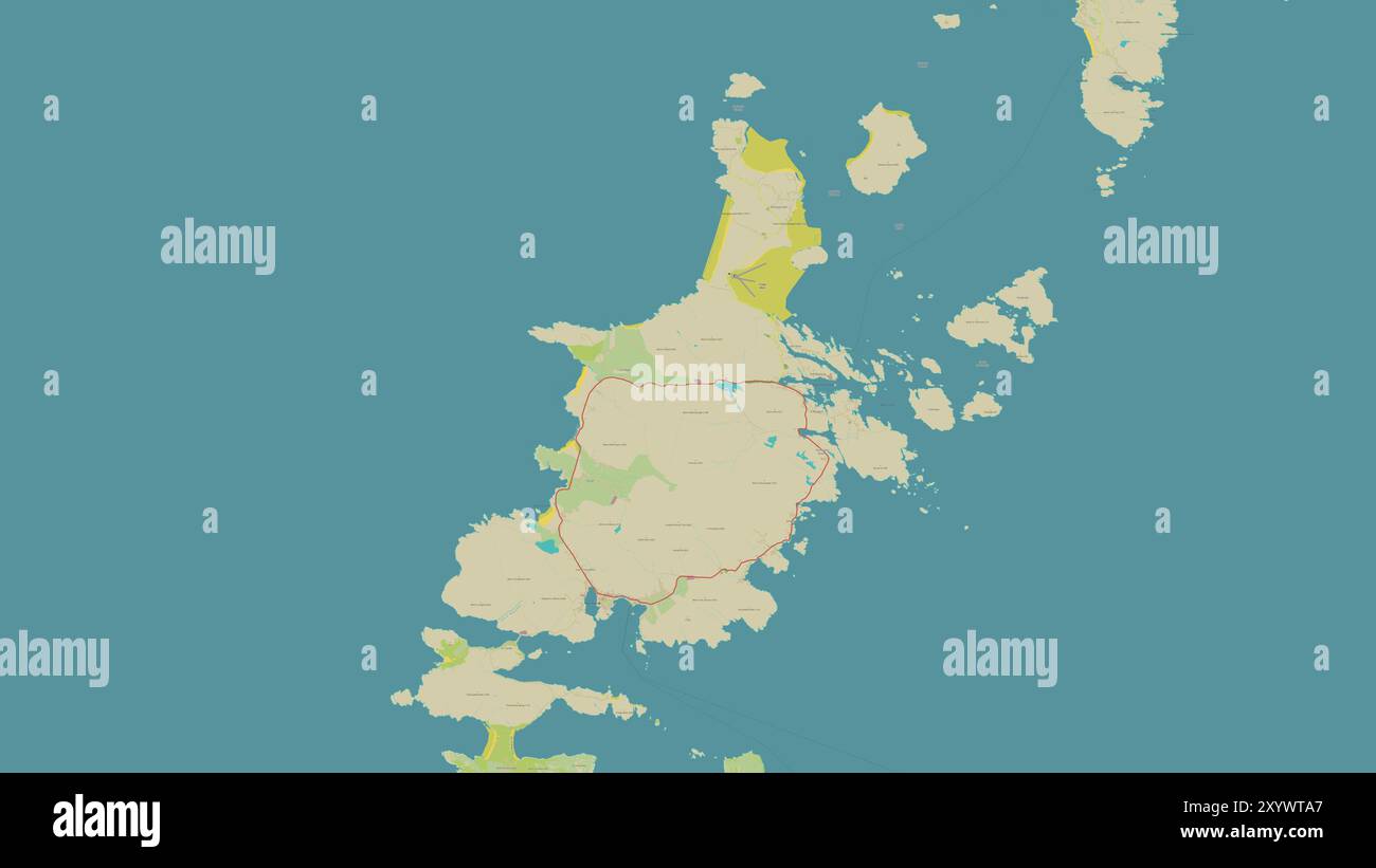 Barra Island in the North Atlantic Ocean on a topographic, OSM ...