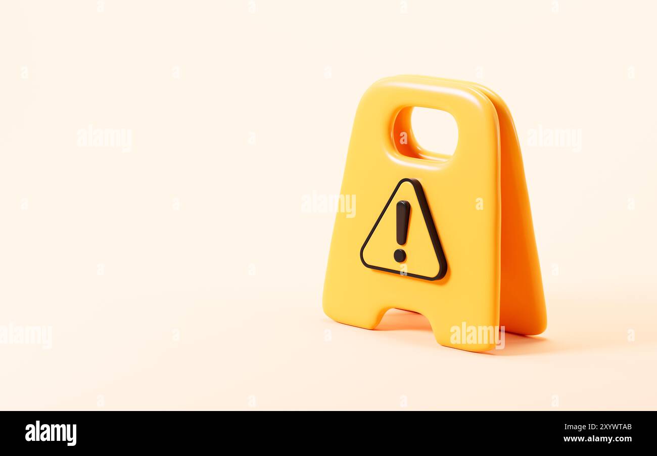 Cartoon yellow warning sign board, 3d rendering. 3d illustration Stock ...