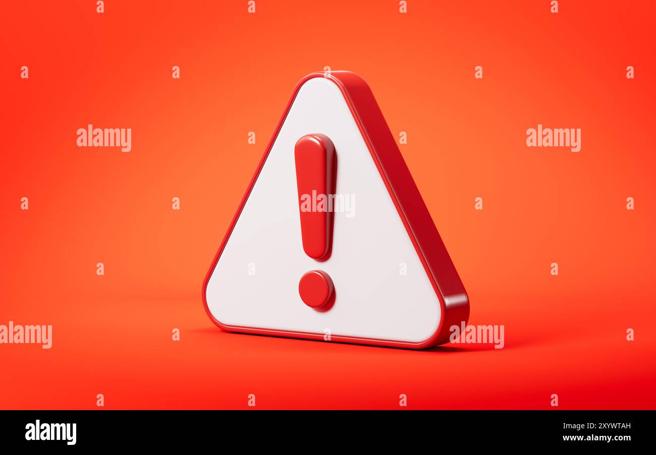 Cartoon triangle warning sign, 3d rendering. 3d illustration Stock ...