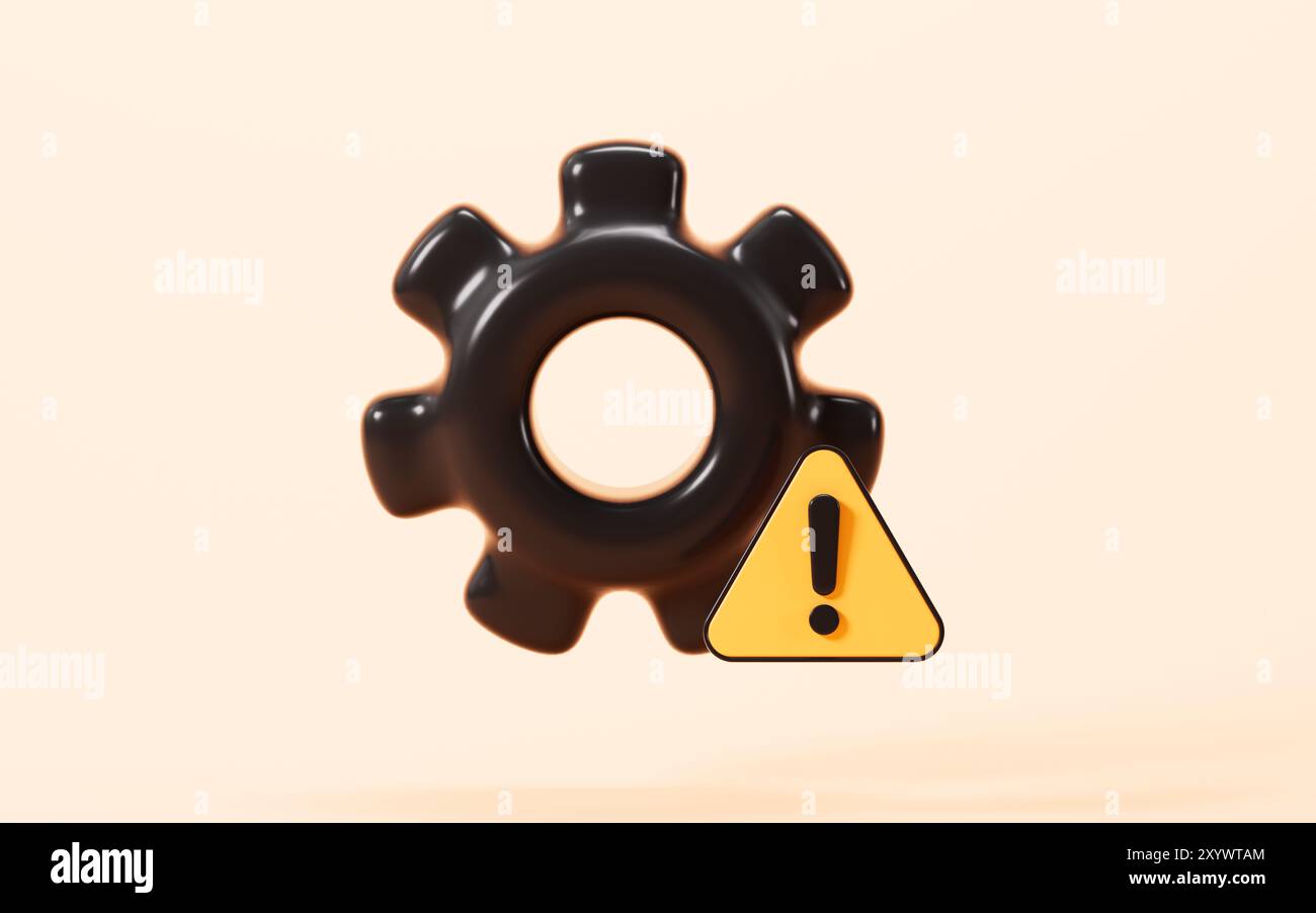 Cartoon service aid and warning sign in the yellow background, 3d ...