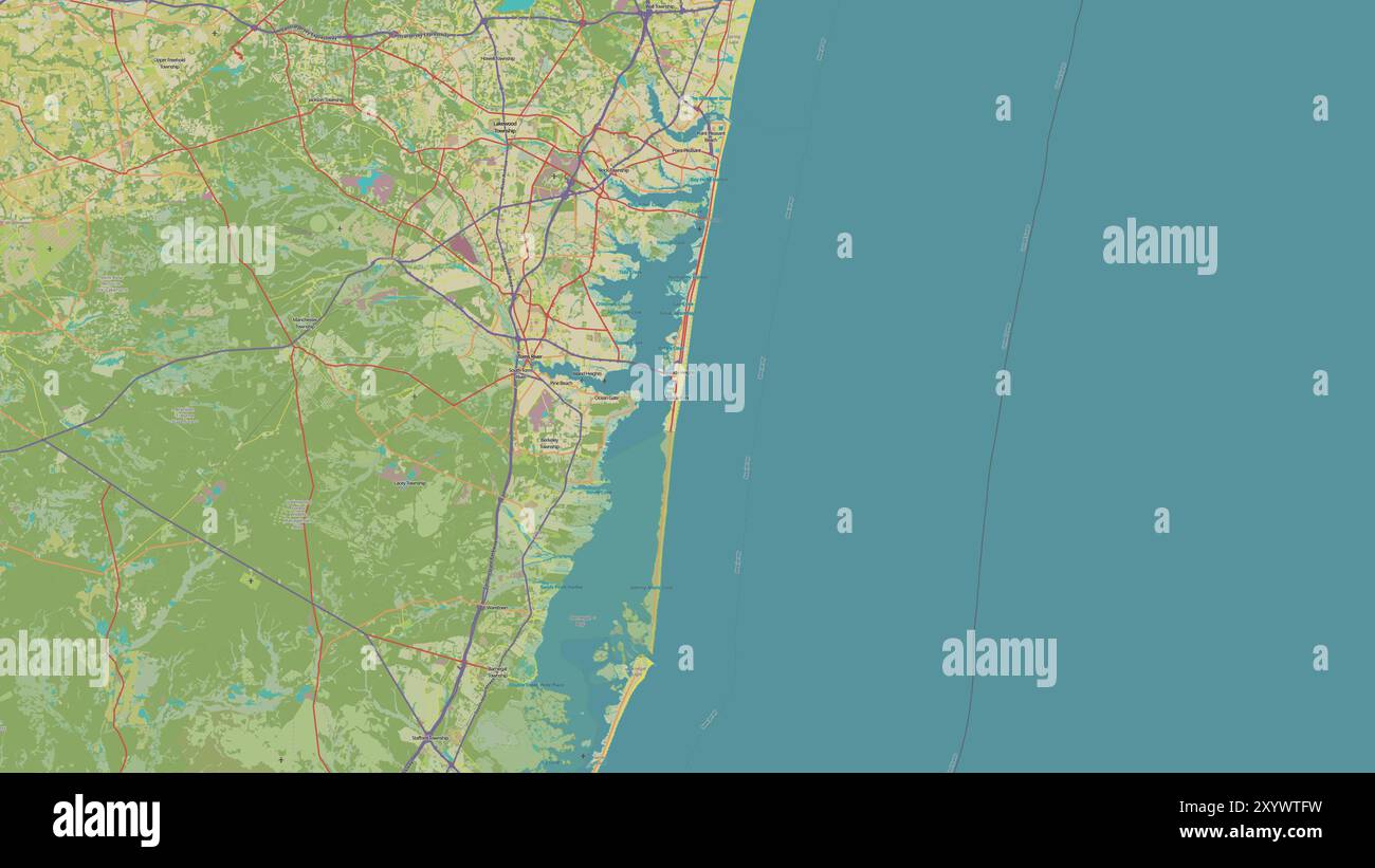 Barnegat Peninsula Island in the North Atlantic Ocean on a topographic ...