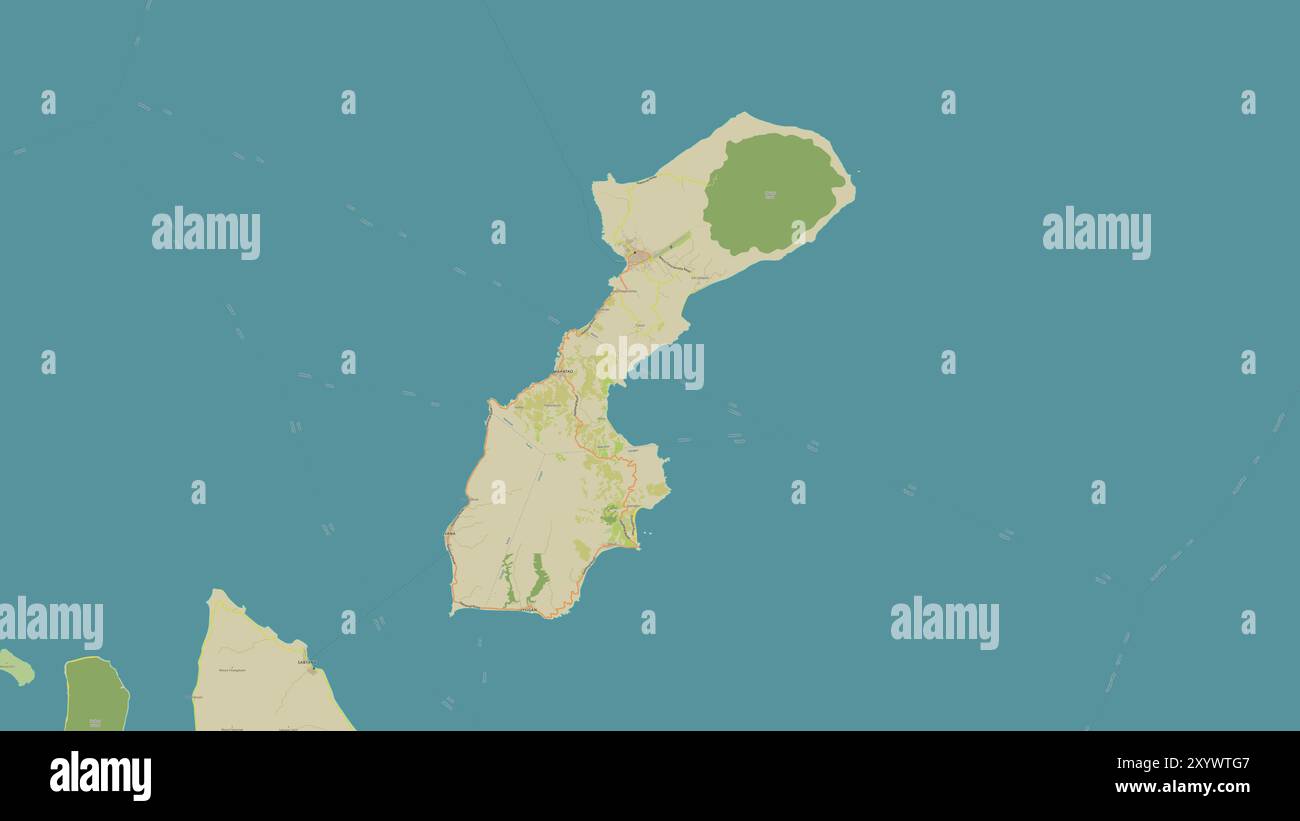 Batan Island in the South China Sea on a topographic, OSM Humanitarian ...