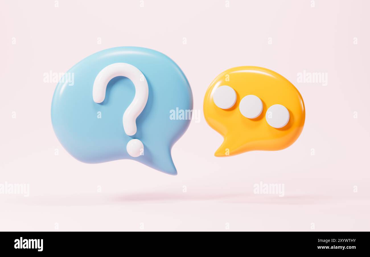 Cartoon Question Mark Faq Problem Solution Symbol Chat Symbol 3d Rendering 3d Illustration
