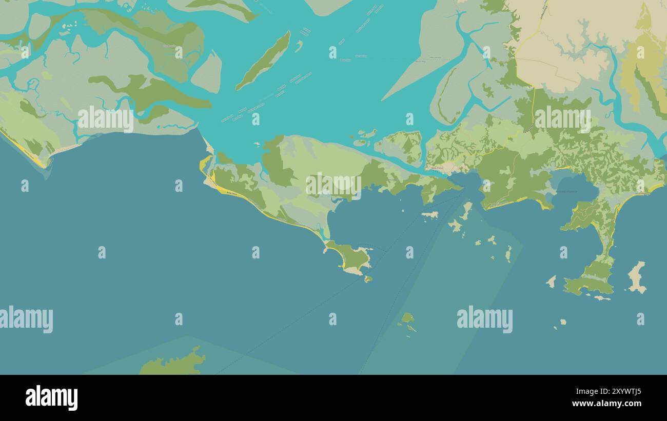 Isla Boca Brava in the North Pacific Ocean on a topographic, OSM ...