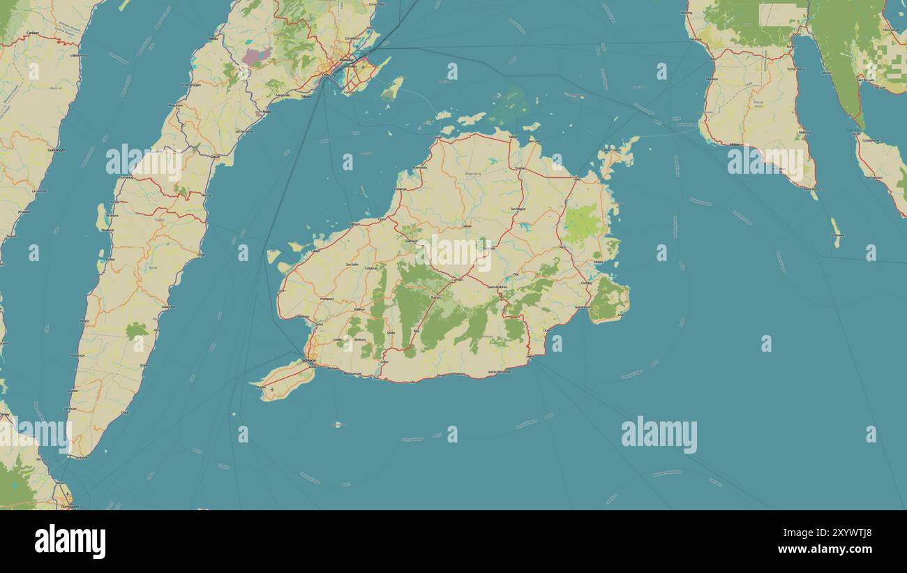 Bohol Island in the Philippine Sea on a topographic, OSM Humanitarian style map Stock Photo - Alamy