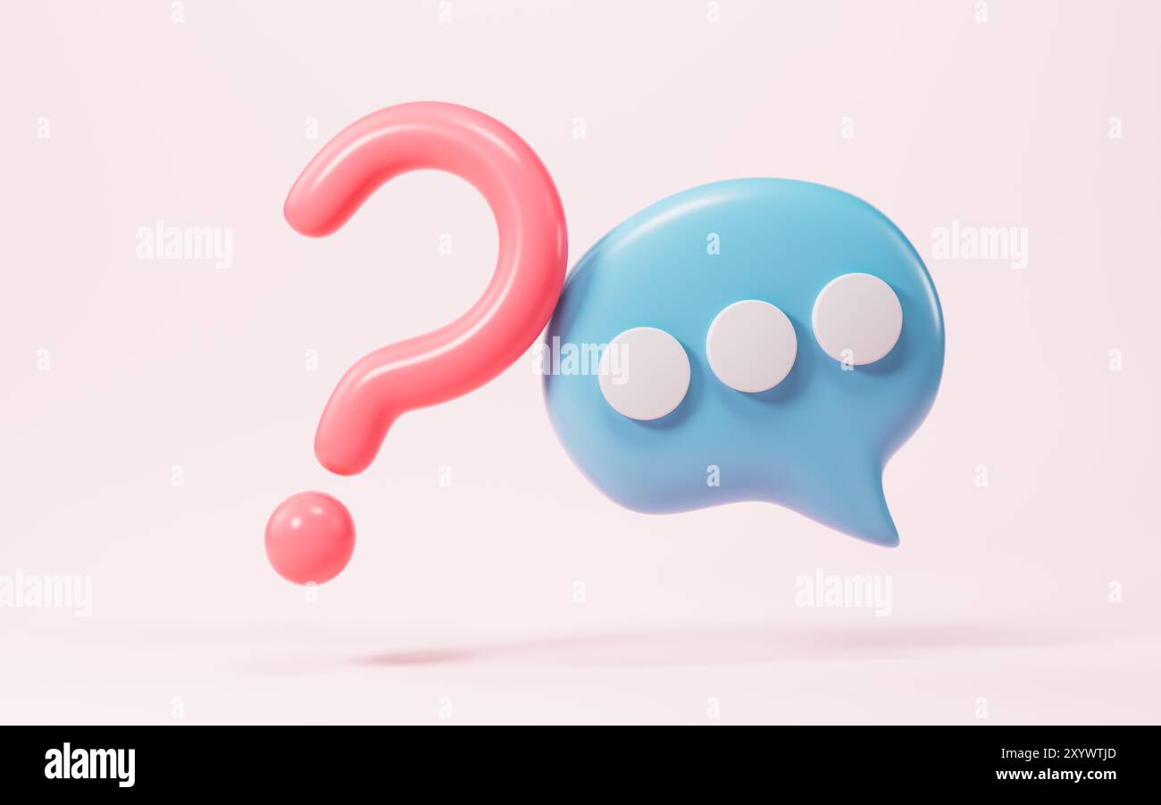 Cartoon Question Mark Faq Problem Solution Symbol Chat Symbol 3d Rendering 3d Illustration