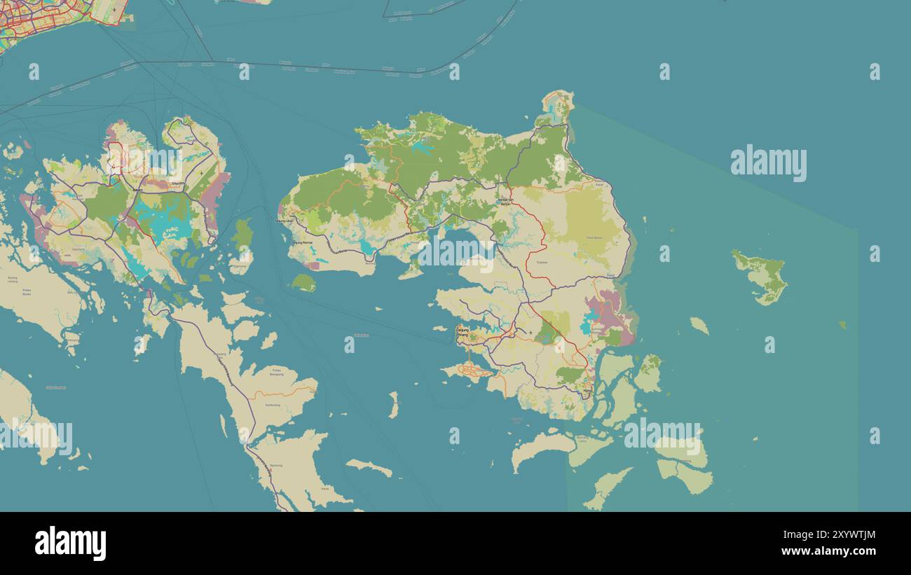 Pulau Bintan in the South China Sea on a topographic, OSM Humanitarian ...
