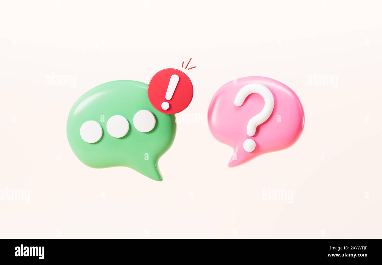 Cartoon chat bubble, message bubbles, 3d rendering. 3d illustration ...