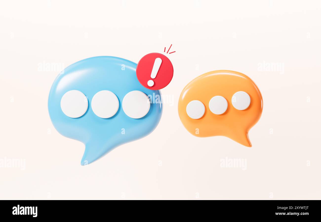 Cartoon chat bubble, message bubbles, 3d rendering. 3d illustration ...