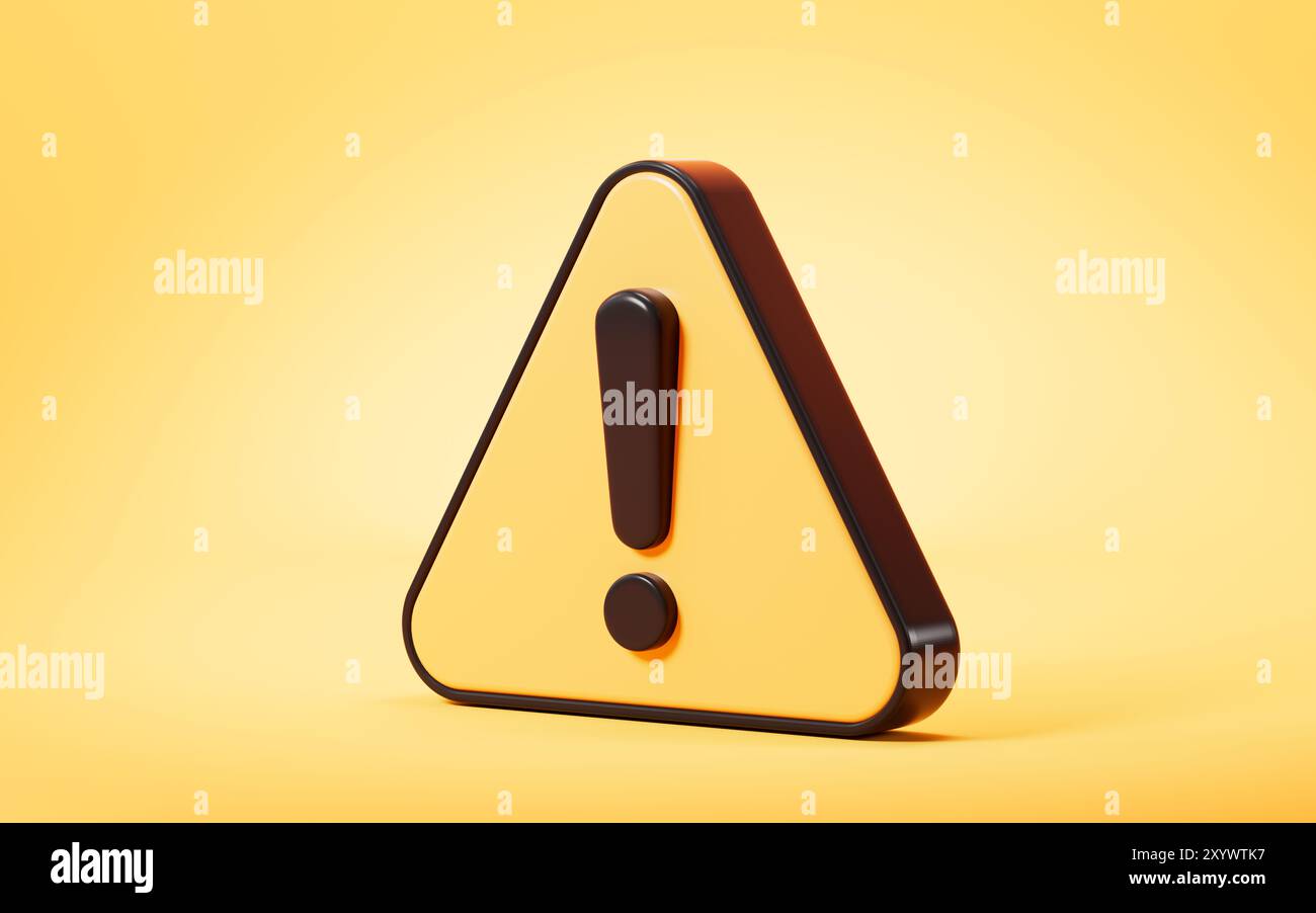Cartoon triangle warning sign, 3d rendering. 3d illustration Stock ...