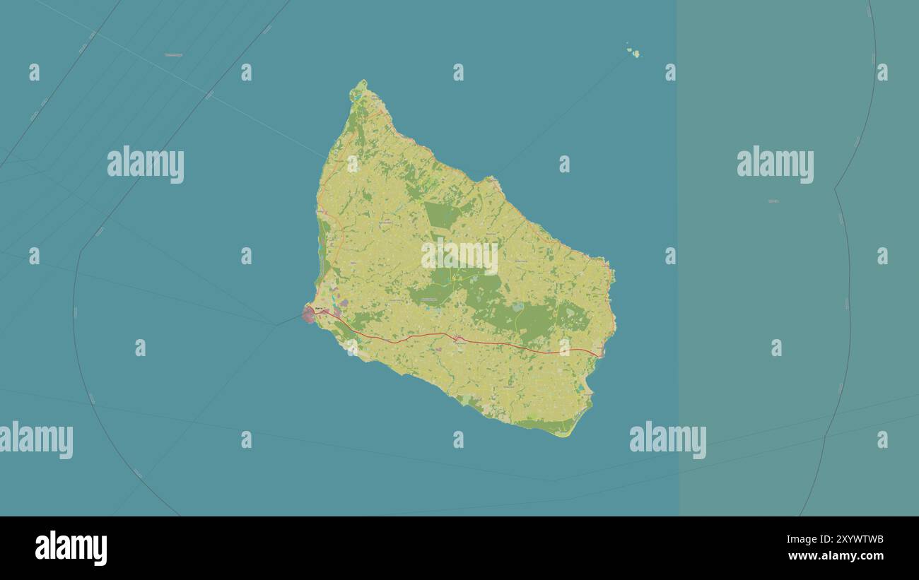 Bornholm Island in the Baltic Sea on a topographic, OSM Humanitarian ...