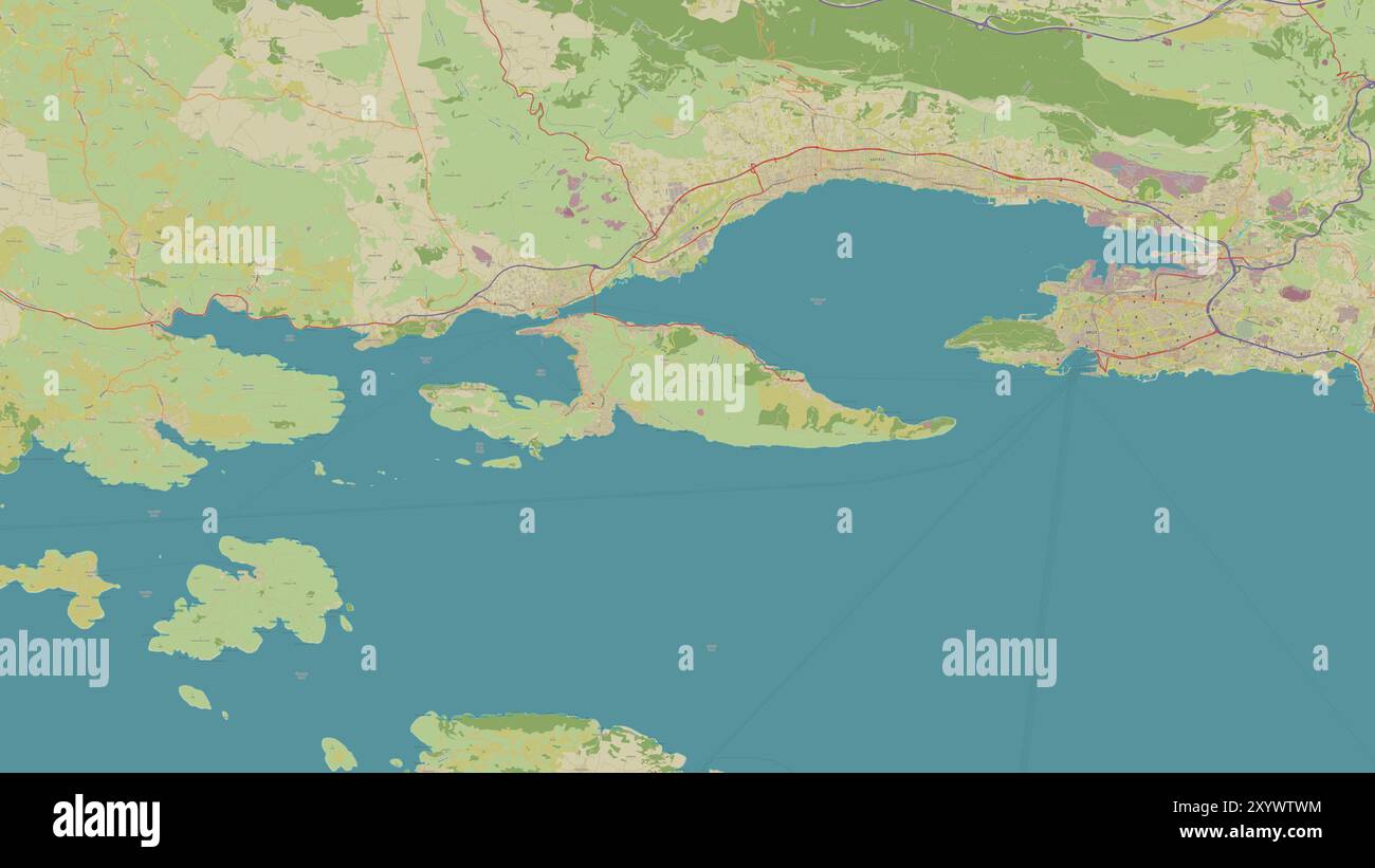 Bua Island in the Adriatic Sea on a topographic, OSM Humanitarian style ...