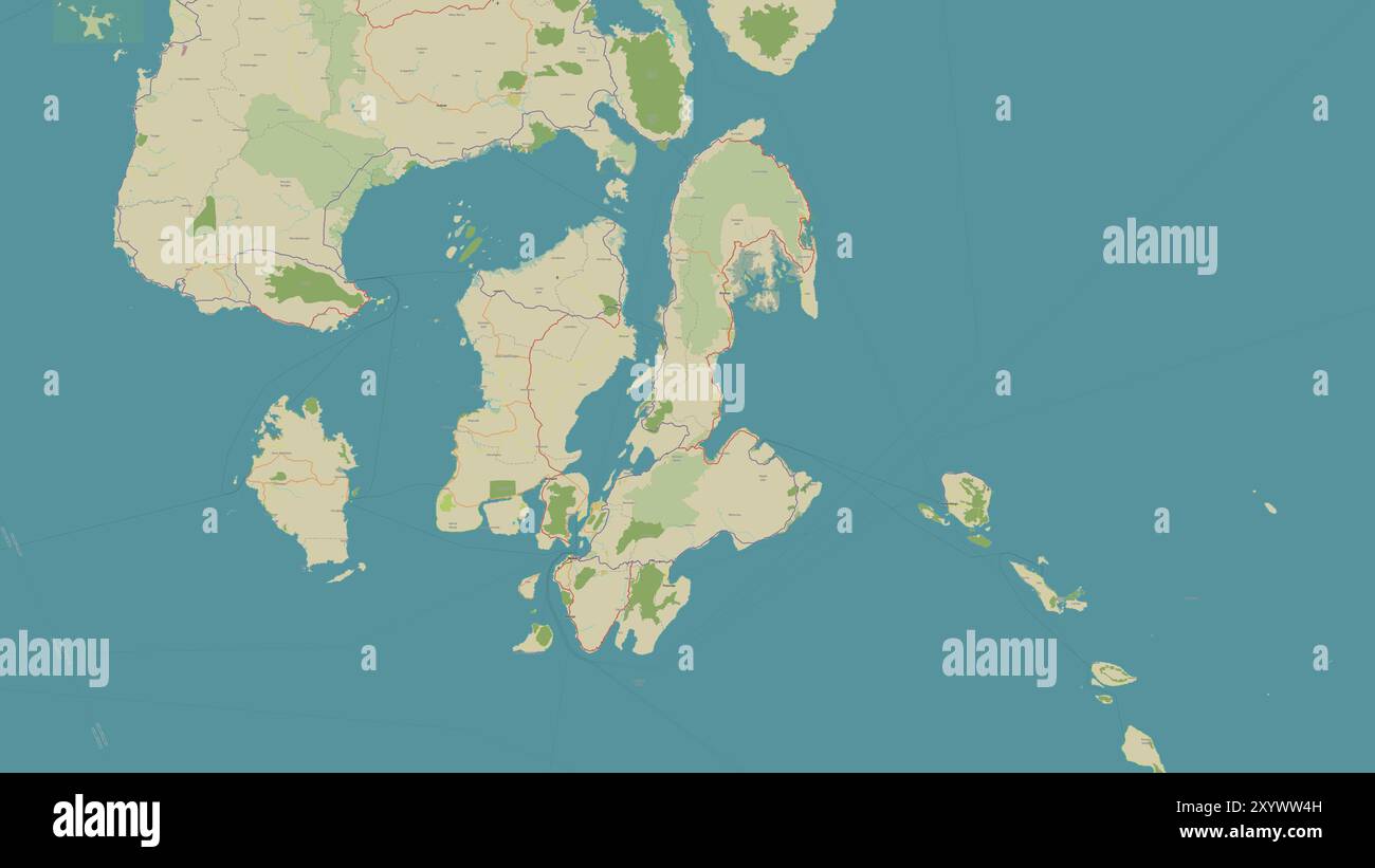 Buton Island in the Banda Sea on a topographic, OSM Humanitarian style ...