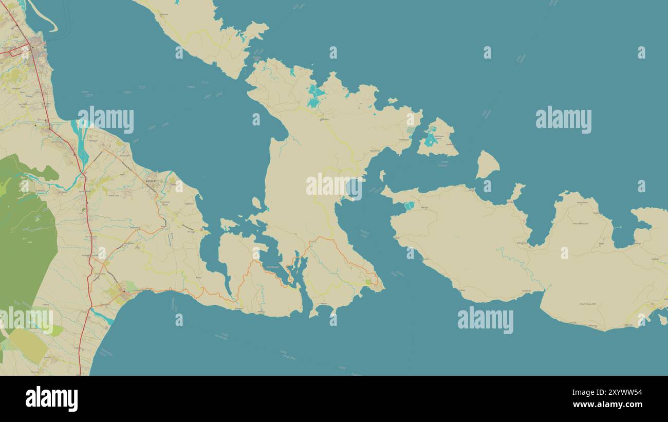 Cagraray Island in the Philippine Sea on a topographic, OSM Humanitarian style map Stock Photo ...