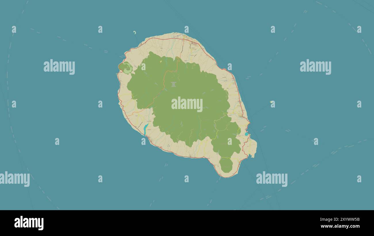 Camiguin Island in the Philippine Sea on a topographic, OSM ...