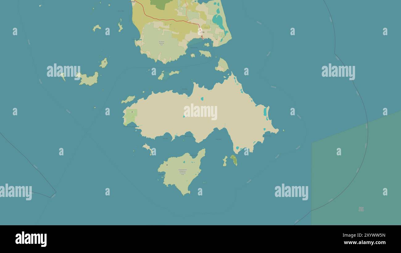 Cape Barren Island in the Bass Strait on a topographic, OSM ...