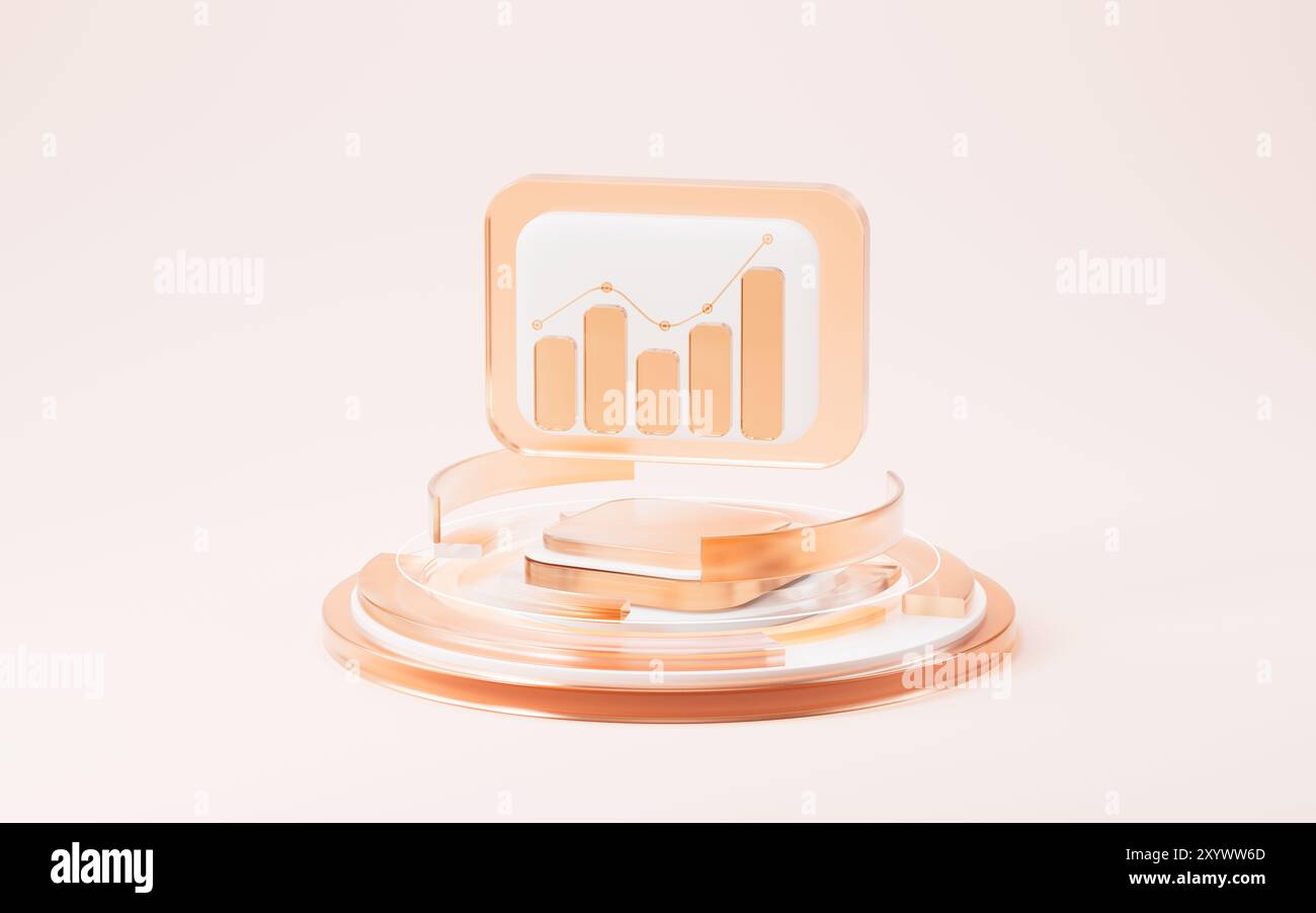 Cartoon financial data chart, bar graph, line chart and pie, 3d ...