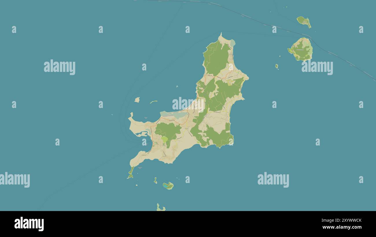 Carriacou Island in the Caribbean Sea on a topographic, OSM ...