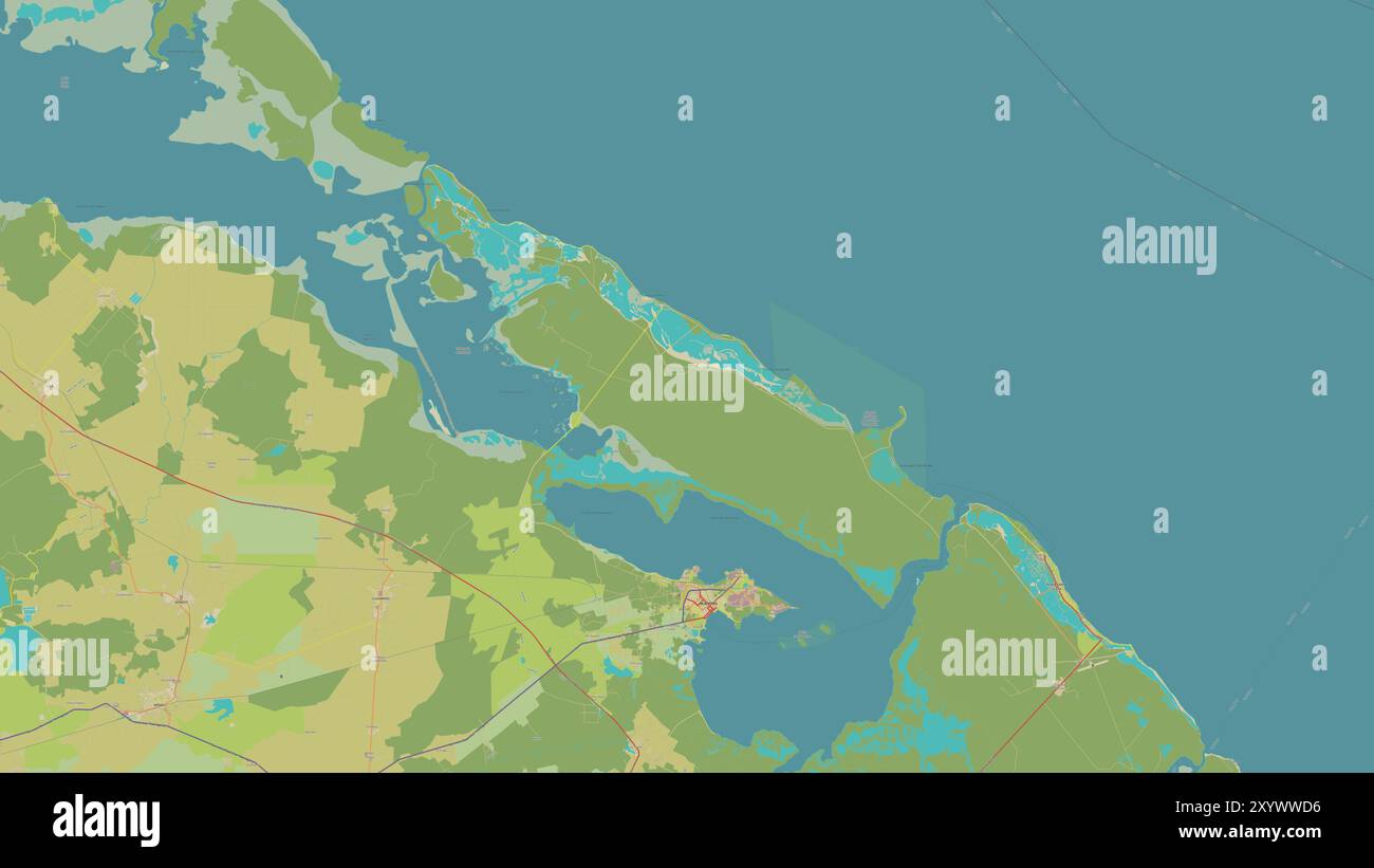 Cayo Sabinal Island in the North Atlantic Ocean on a topographic, OSM ...