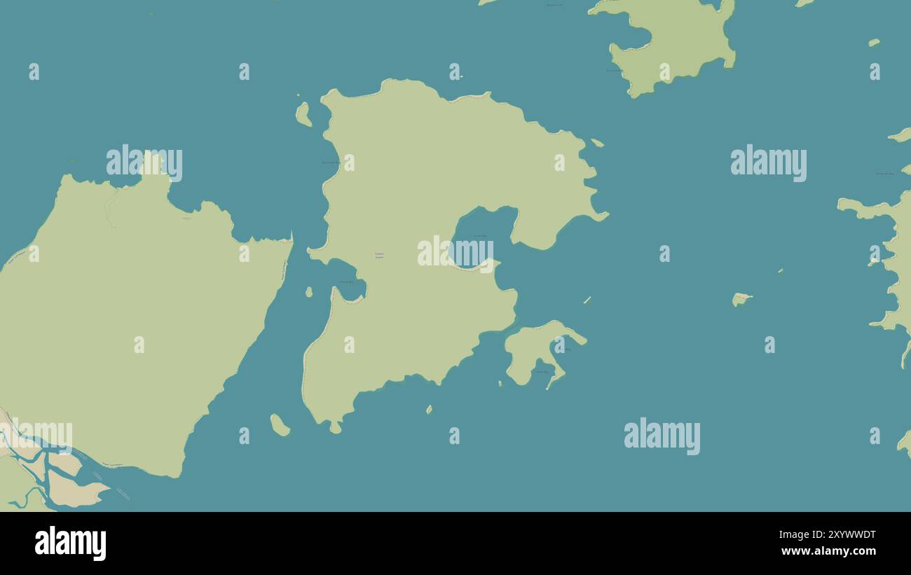 Centre Island in the Arafura Sea on a topographic, OSM Humanitarian ...