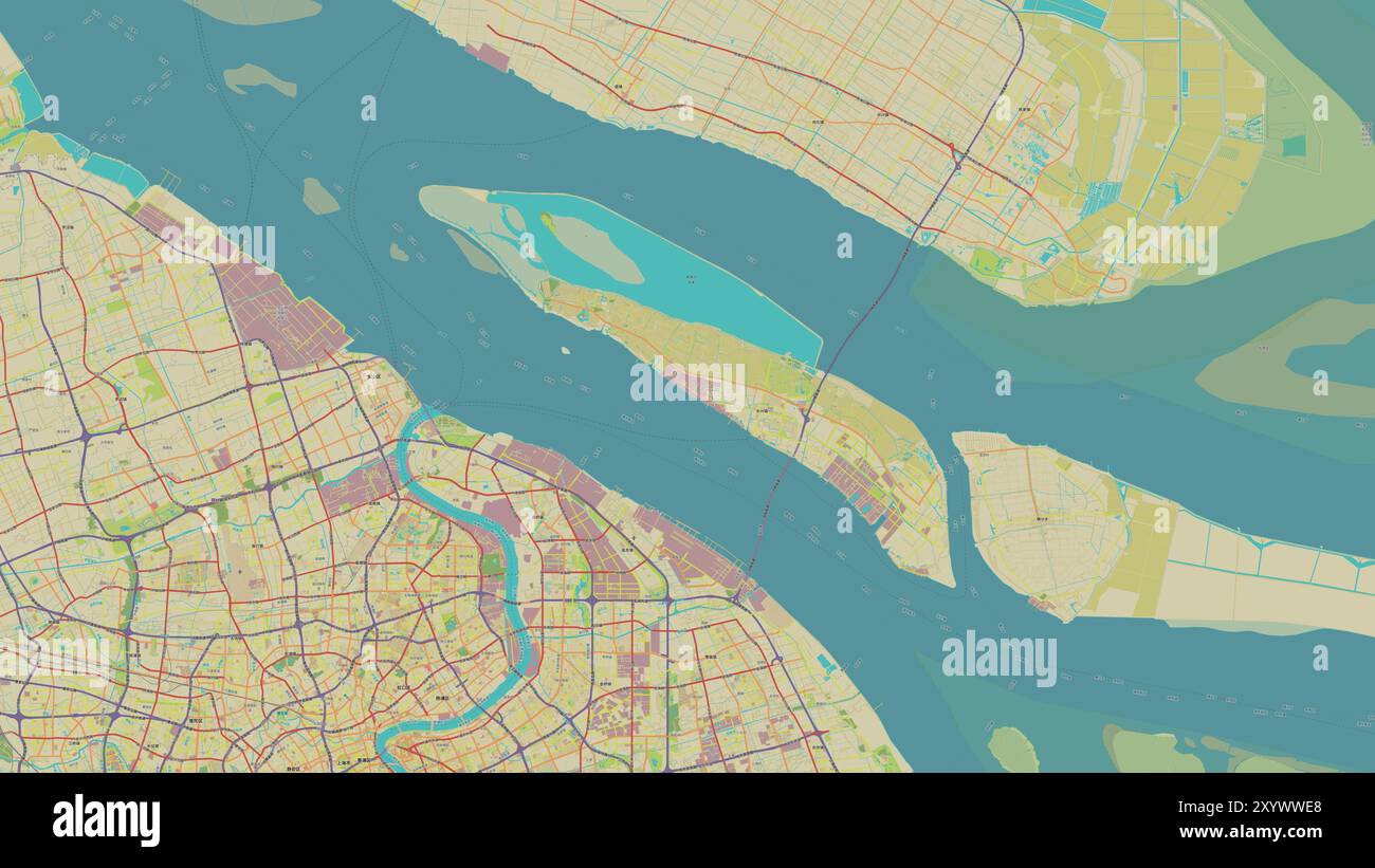 Changxing Island in the Eastern China Sea on a topographic, OSM ...