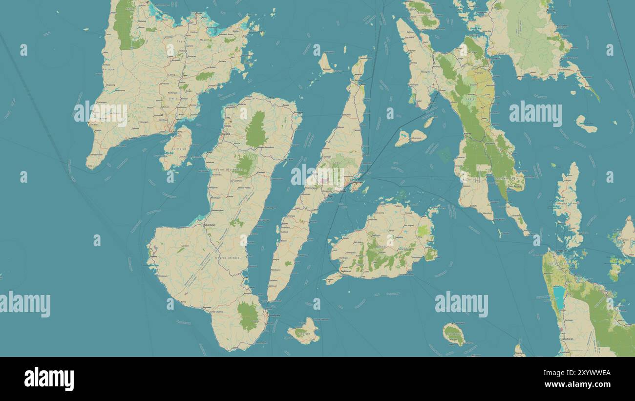 Cebu Island in the Philippine Sea on a topographic, OSM Humanitarian style map Stock Photo - Alamy