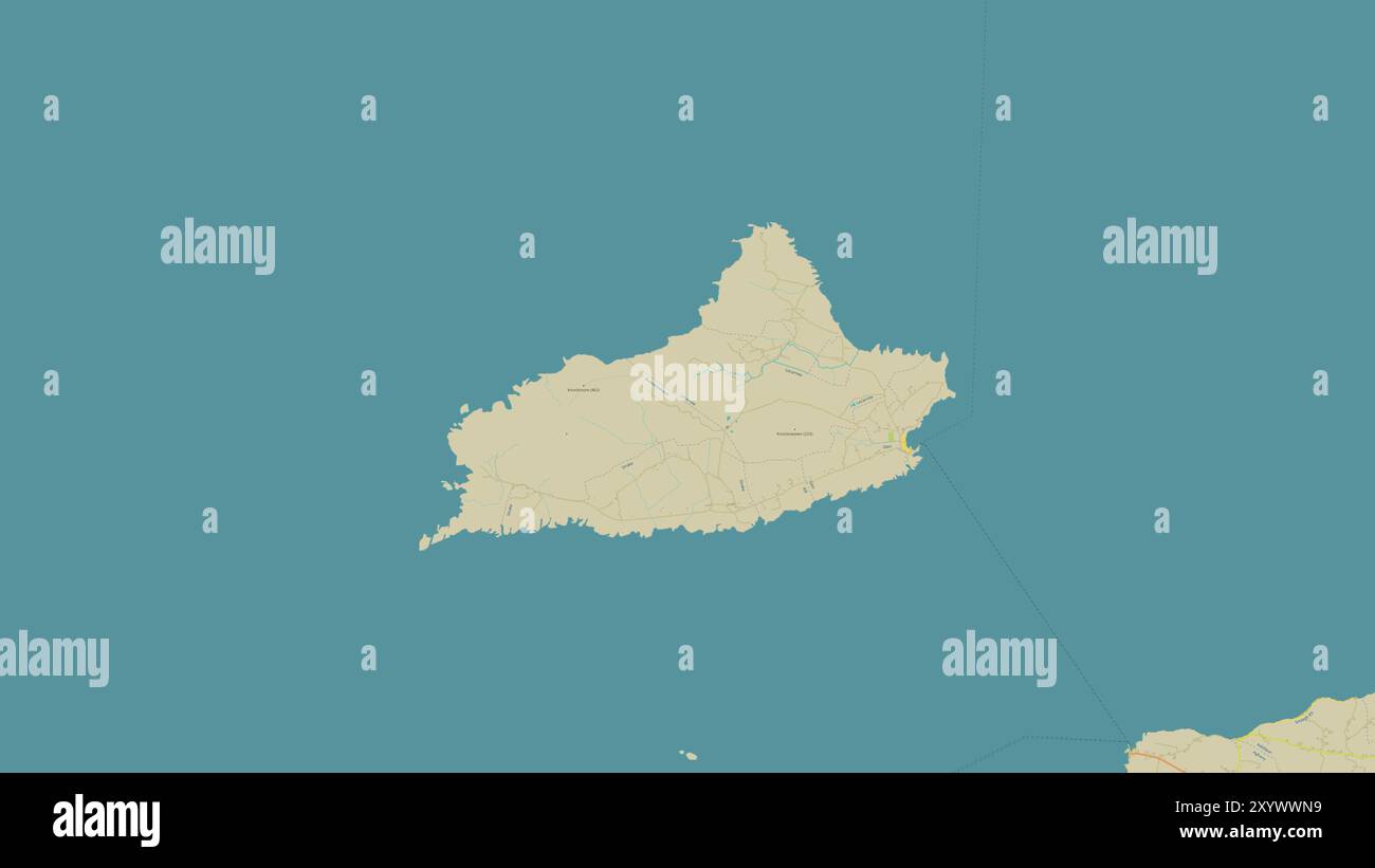 Clare Island in the North Atlantic Ocean on a topographic, OSM ...