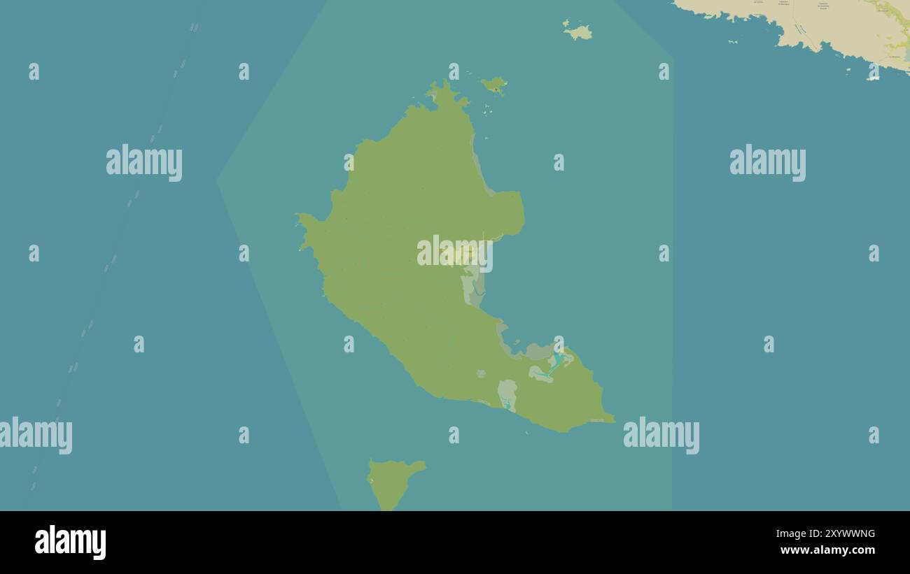 Isla de Coiba in the North Pacific Ocean on a topographic, OSM ...