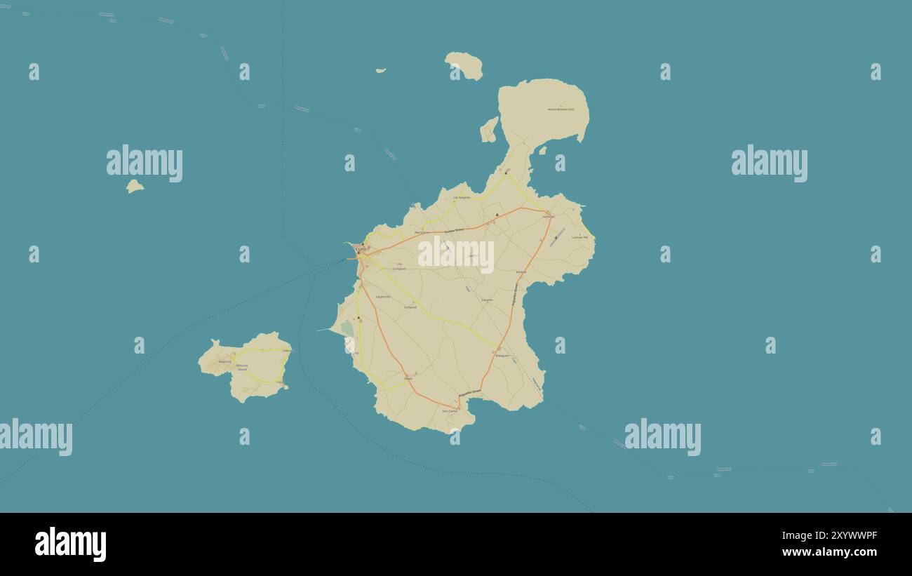 Cuyo Island in the Sulu Sea on a topographic, OSM Humanitarian style map Stock Photo - Alamy