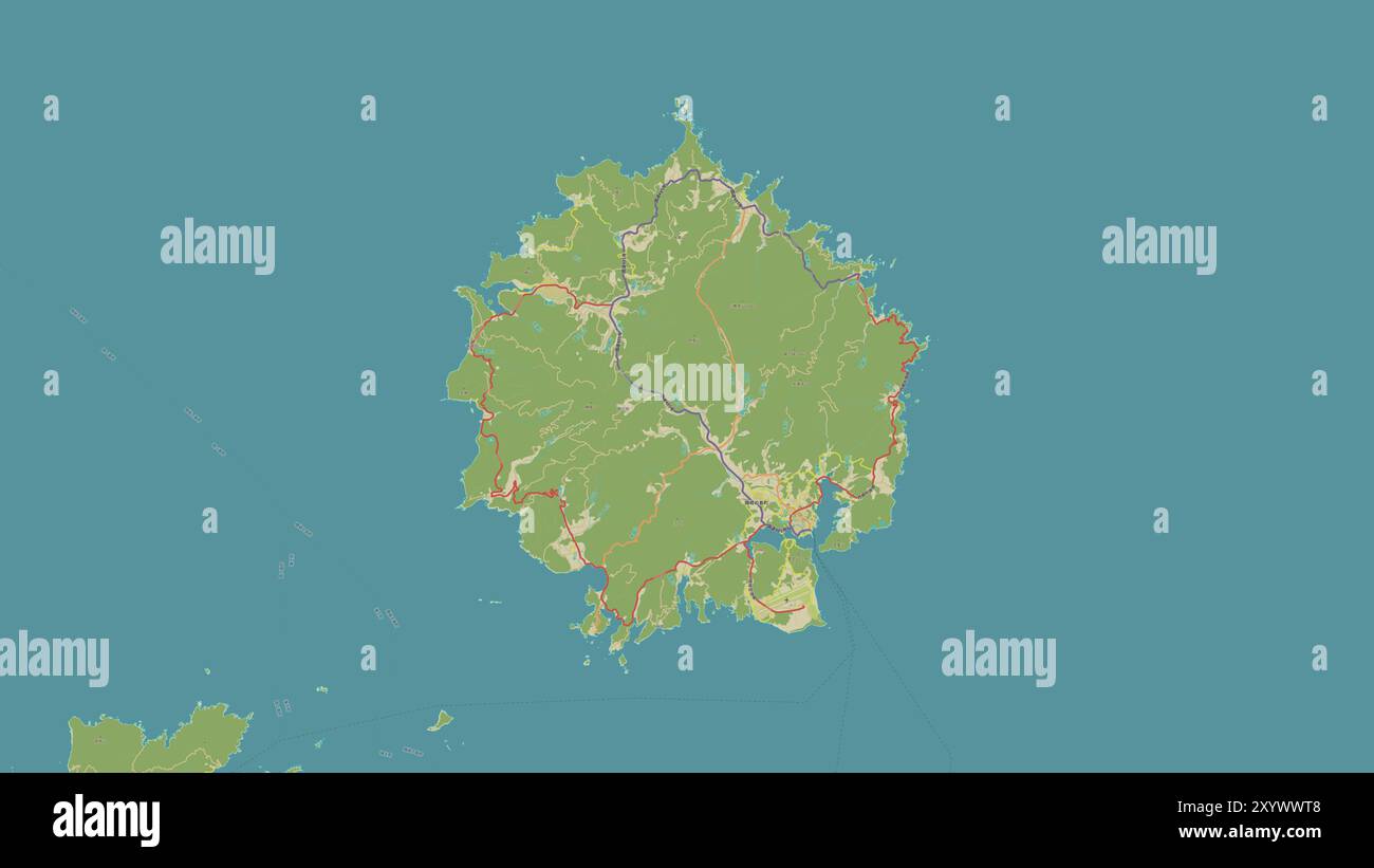 Dogo Island in the Japan Sea on a topographic, OSM Humanitarian style ...