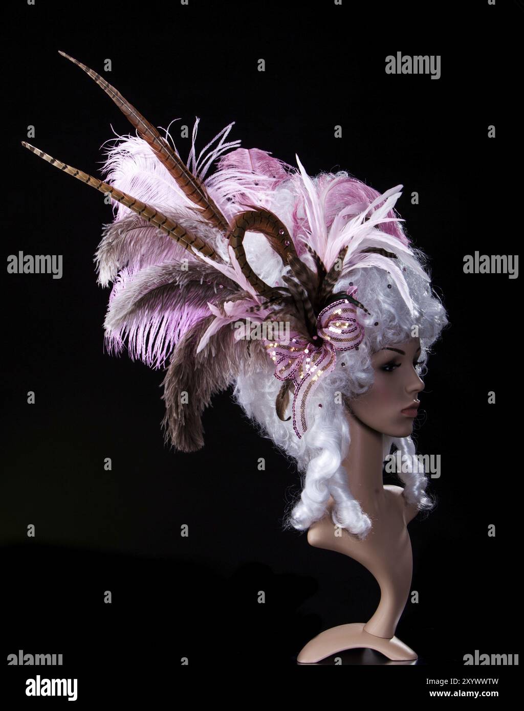 Venetian periwig on a mannequin in front of a black background Stock ...