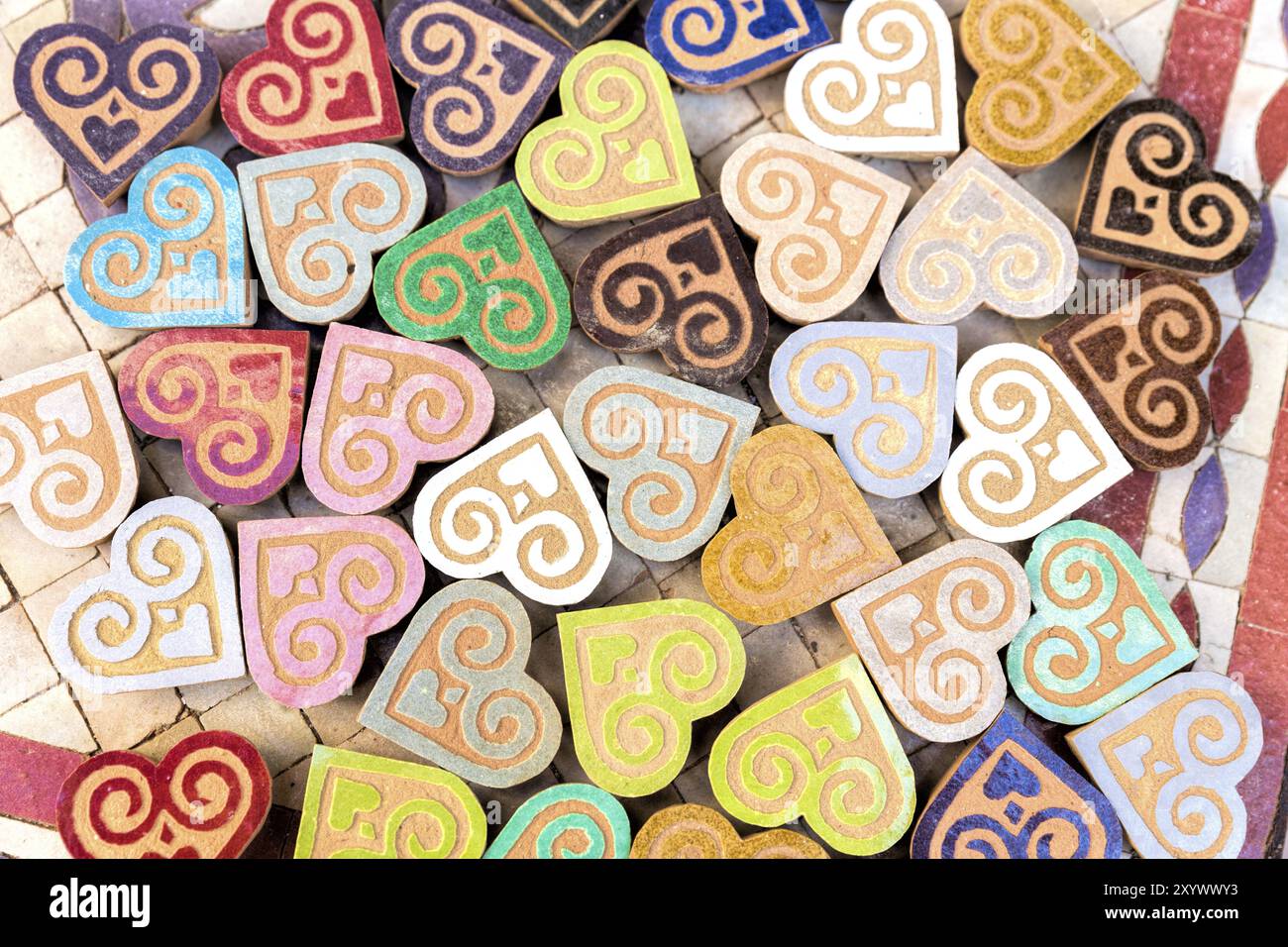 Colourful clay hearts, Morocco, Africa Stock Photo - Alamy