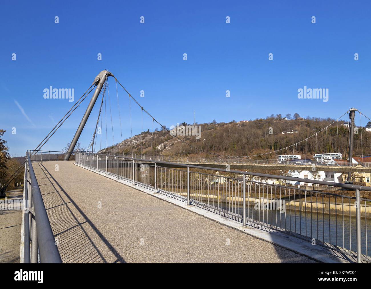 Pedestrian bridge over the Altmuehl in Kelheim Stock Photo - Alamy