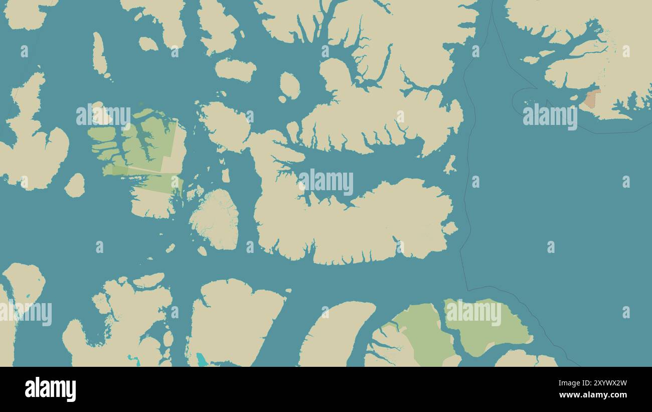 Devon Island in the Baffin Bay on a topographic, OSM Humanitarian style ...