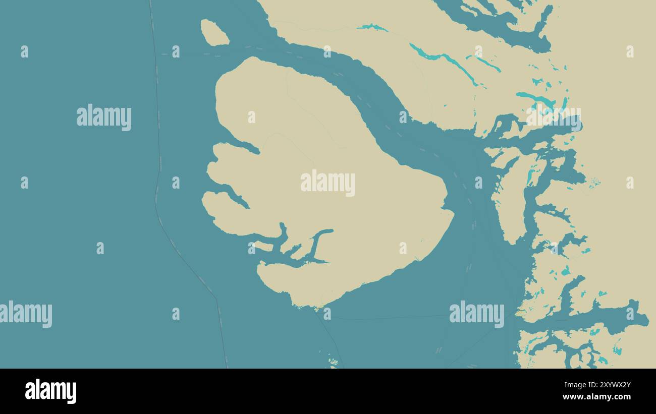 Disko Island in the Baffin Bay on a topographic, OSM Humanitarian style ...