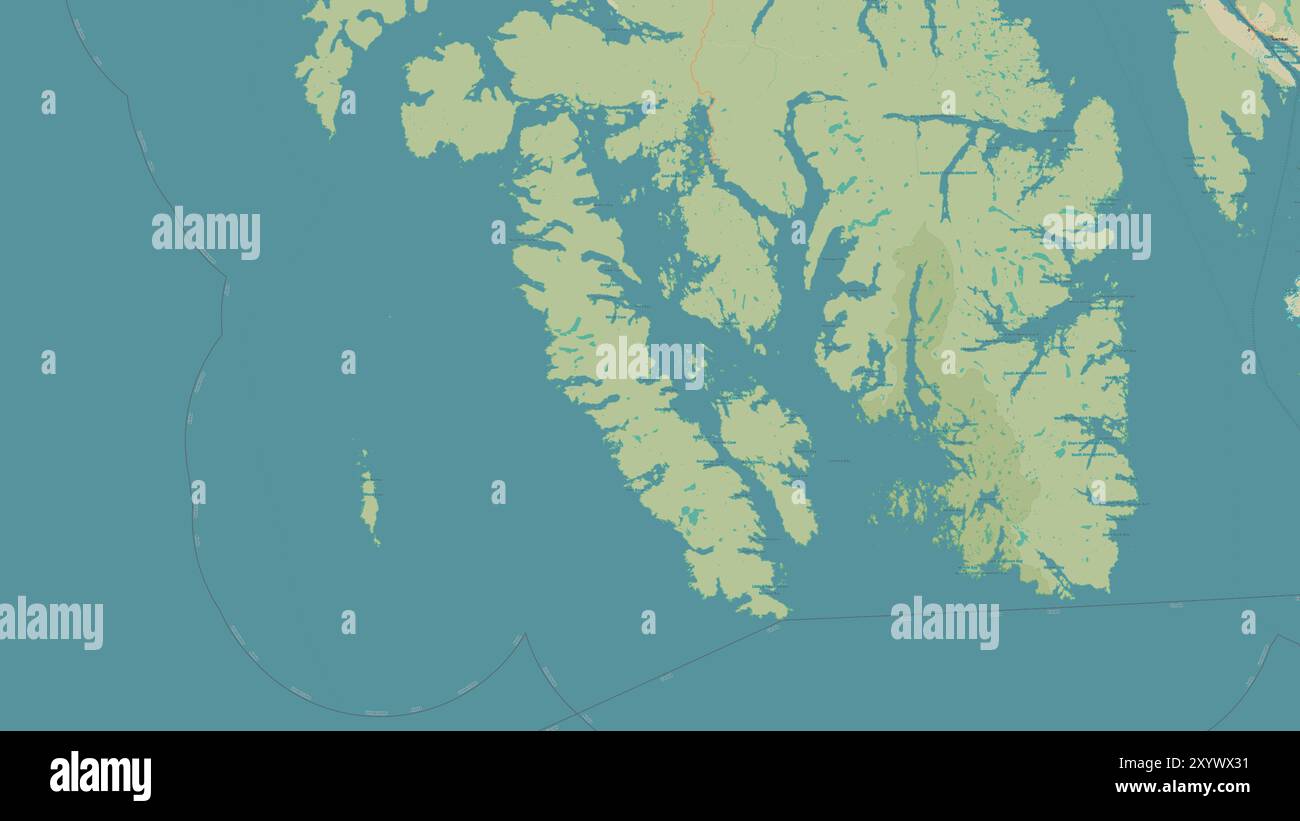 Dall Island in the North Pacific Ocean on a topographic, OSM ...